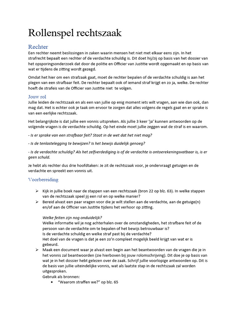 Rollenspel Rechtszaak | PDF