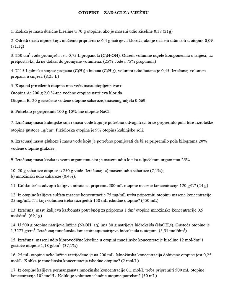 OTOPINE - Zadaci Za Vježbu | PDF