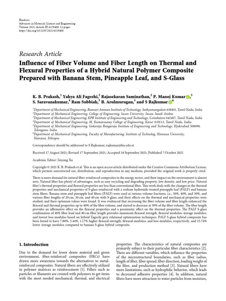 Influence of Fiber Volume and Fiber Length On Ther | PDF | Composite ...