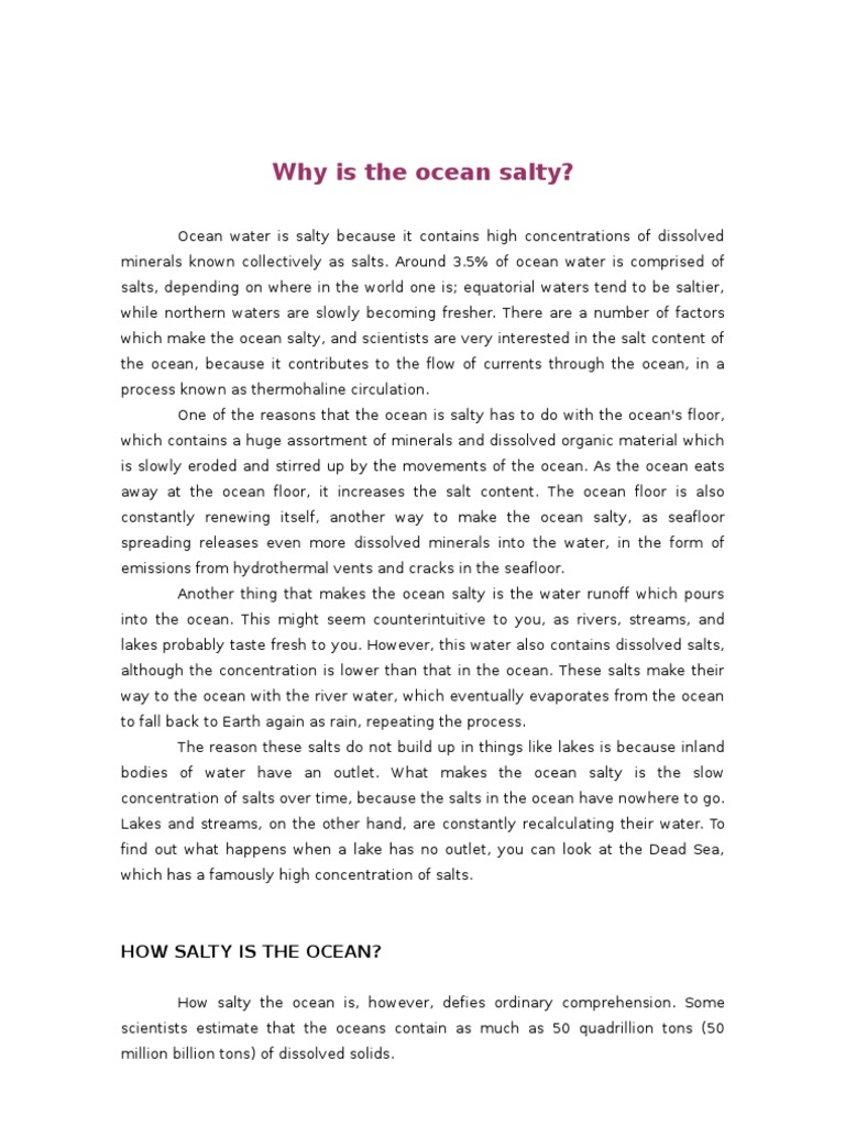 Why Is The Ocean Salty | PDF | Science & Mathematics
