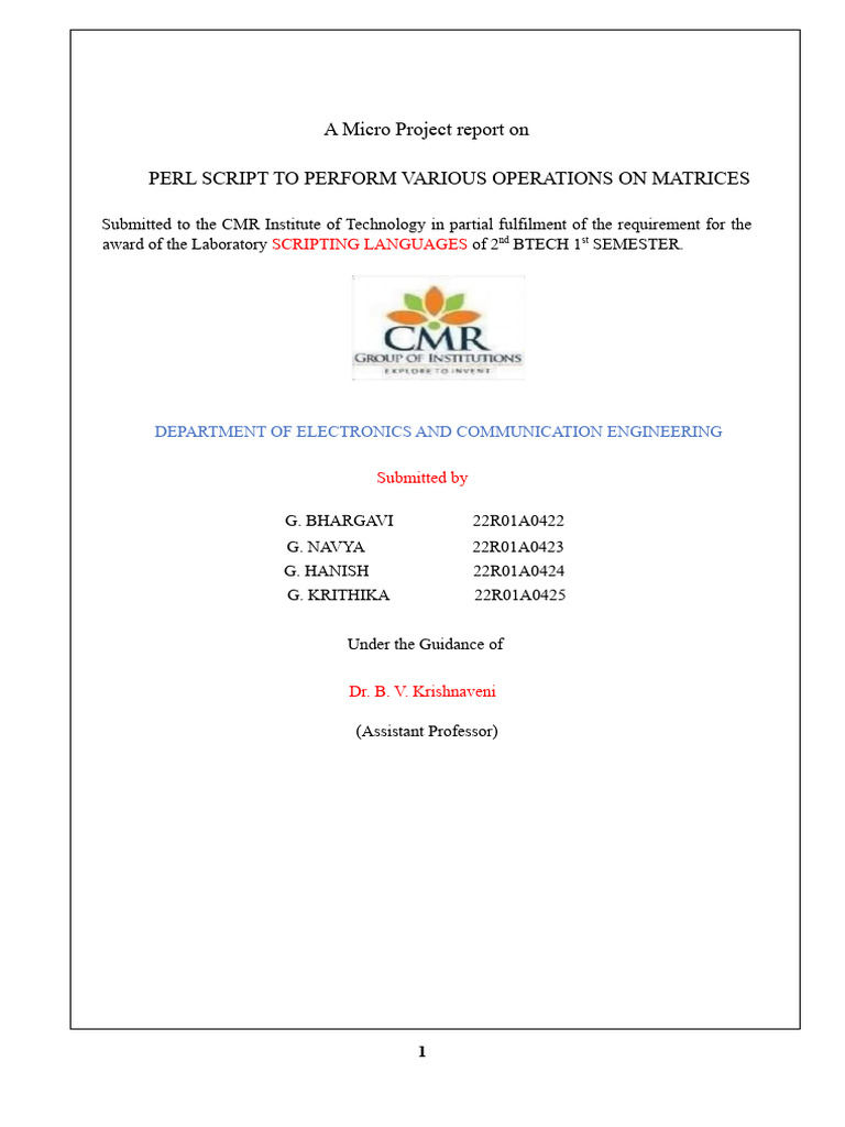 SCRIPTING LANGUAGES MICROPROJECT | Download Free PDF | Matrix (Mathematics) | Perl