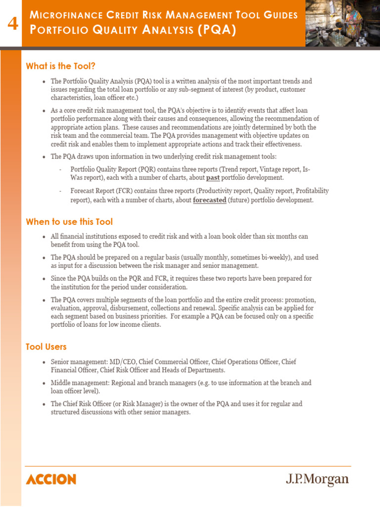 Risk Management Tool Guide 4 Portfolio Quality Analysis PQA | PDF ...