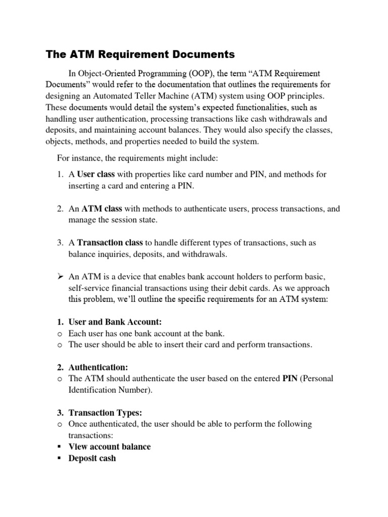 ATM Assignment | PDF | Automated Teller Machine | Personal Identification Number