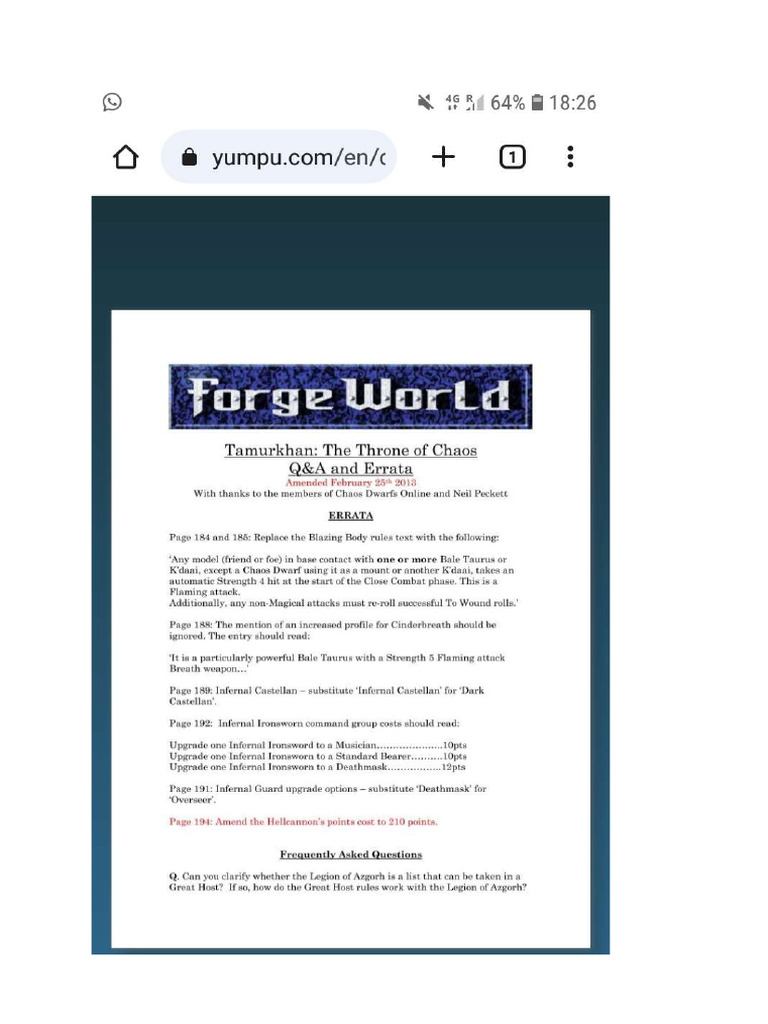 Chaos Dwarfs 8.edition Errata | PDF