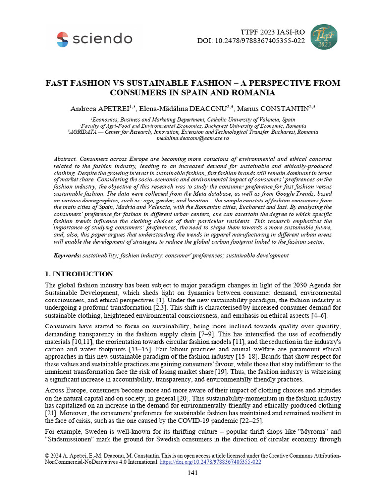 Fast Fashion Vs Sustainable Fashion - A Perspectiv | Download Free PDF | Fashion | Sustainability