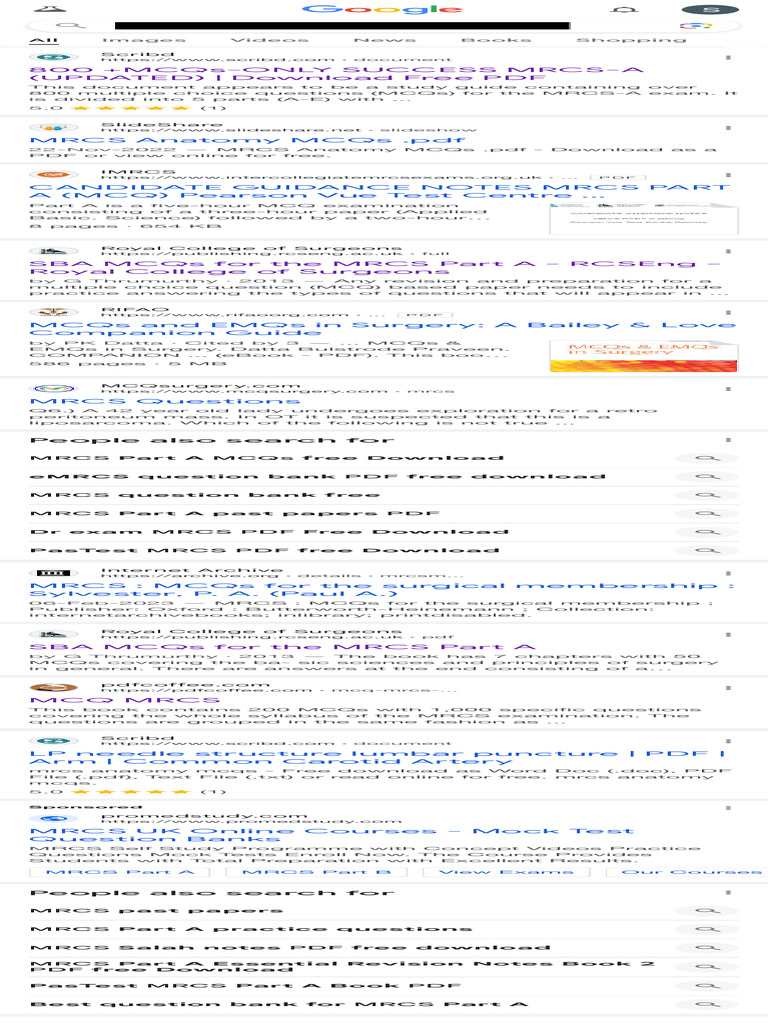 Mrcs Mcqs PDF - Google Search | PDF | Multiple Choice
