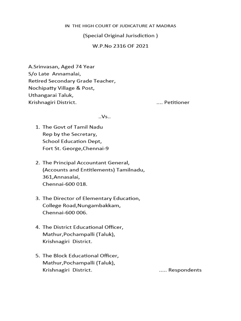 w.p.2316-2021 A.srinivasan Case | PDF | Justice | Crime & Violence