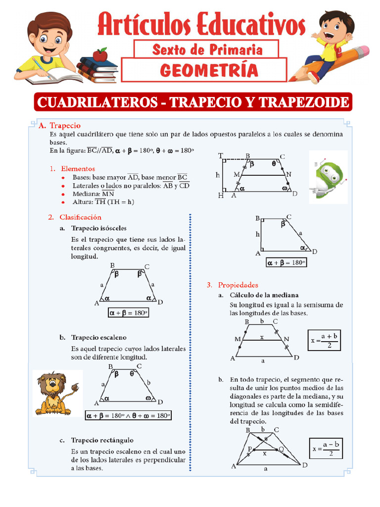Cuadrilateros Trapecio y Trapezoide para Sexto de Primaria | PDF