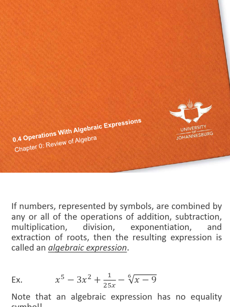 Section 0.4 - Operations With Algebraic Expressions | PDF | Polynomial | Mathematics