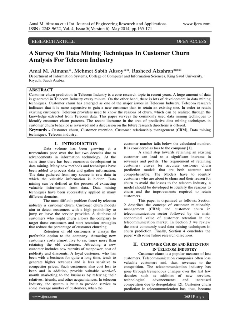 Data Mining for Telecom Churn Analysis | PDF | Statistical ...