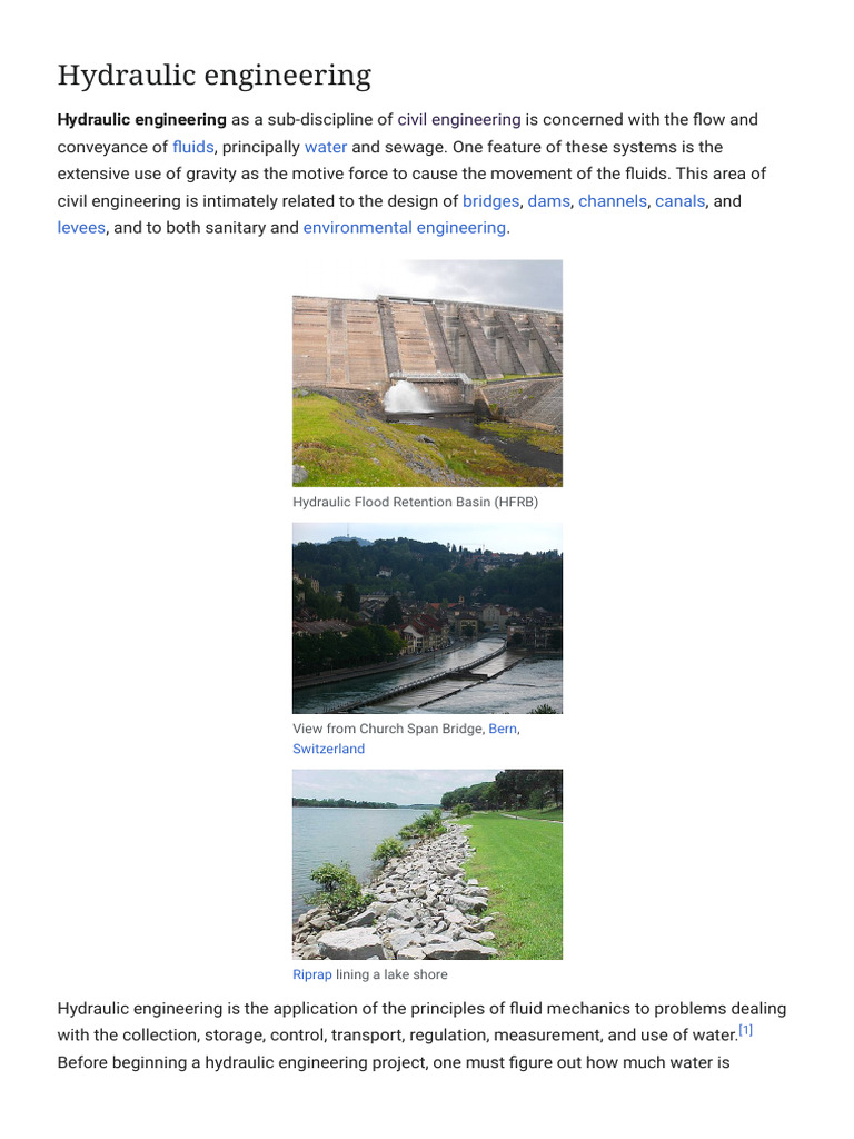 Overview of Hydraulic Engineering | PDF | Hydraulic Engineering | Fluid ...