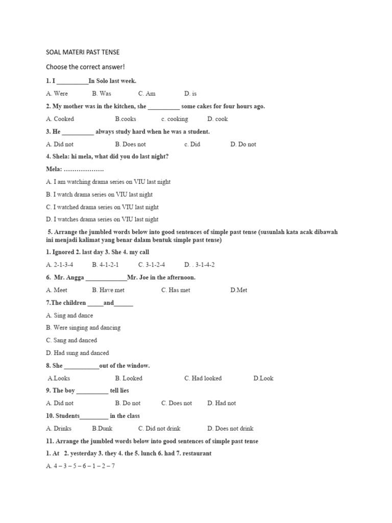 Soal Formative Past Tense | PDF