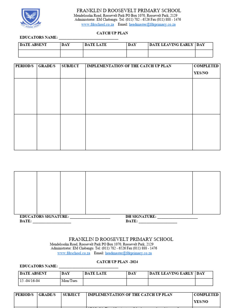 2024 Catch Up Plan | PDF