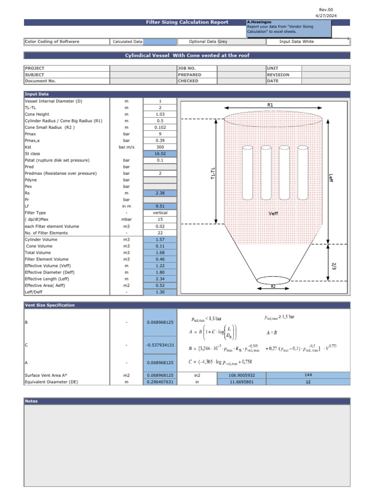 Filter Sizing Calculation | PDF | Pressure | Ratio