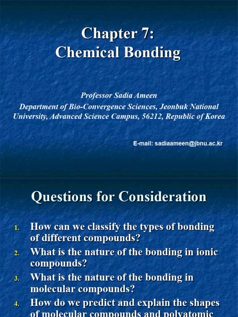 Chapter 7 Chemical - Bonding | PDF | Chemical Polarity | Ionic Bonding