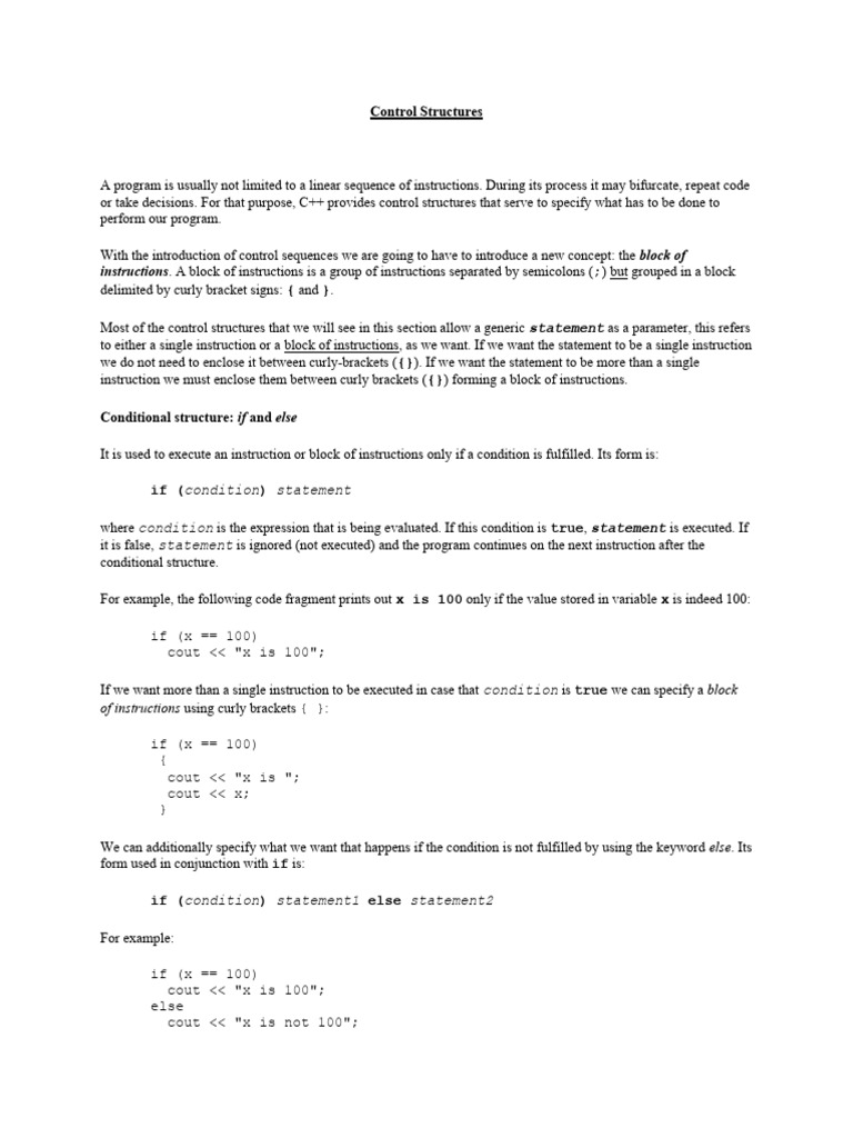 Control Structures | PDF | Control Flow | Computer Engineering Control Structures | PDF | Control Flow | Computer Engineering