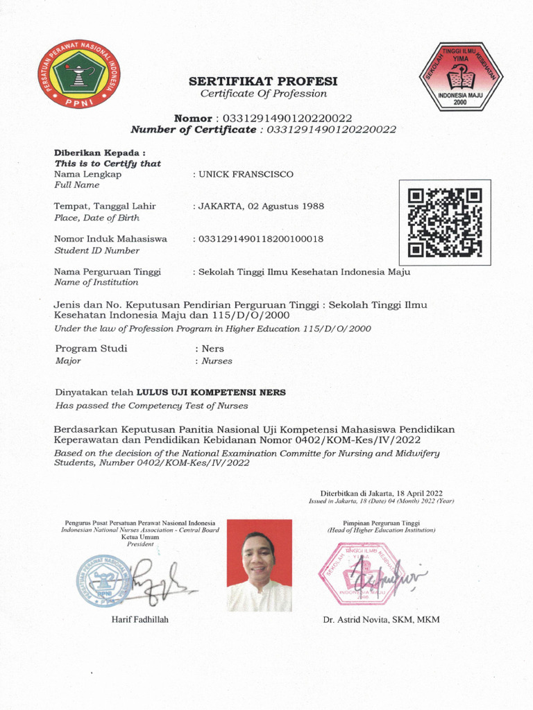 Sertifikat Profesi Ners | PDF