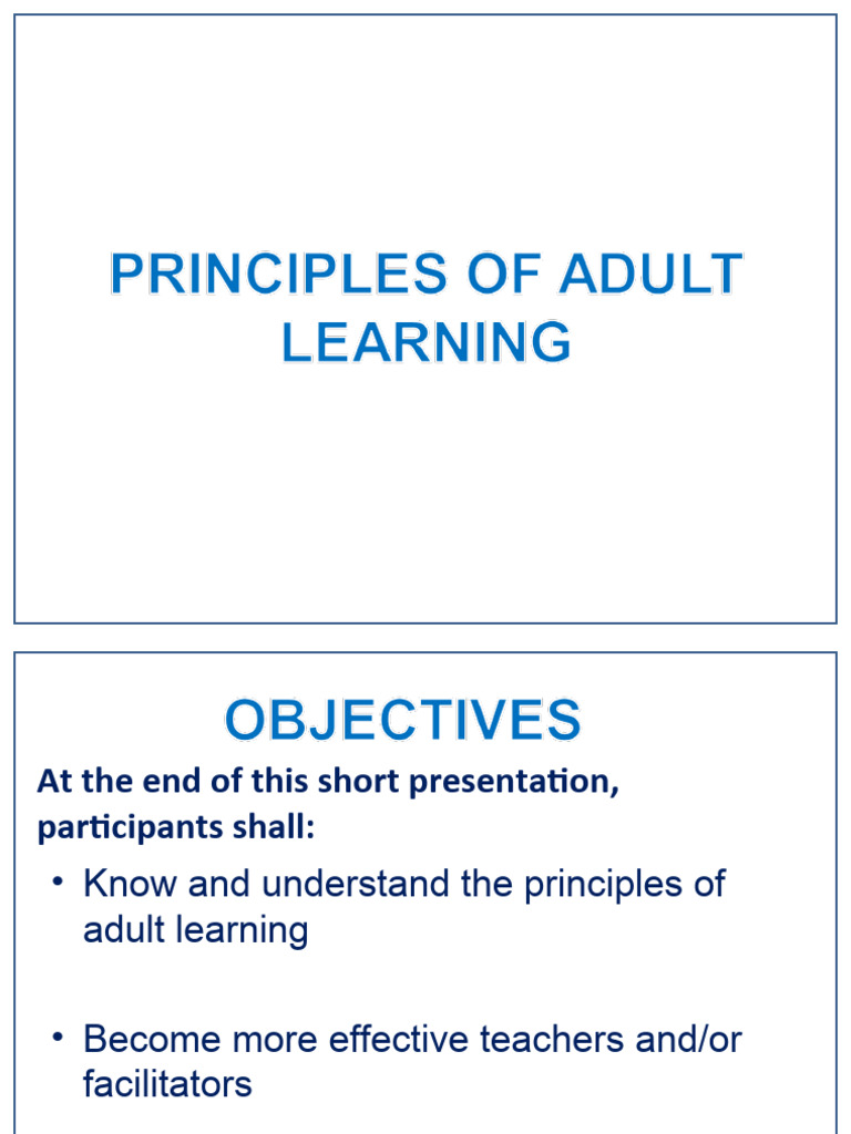 Principles of Adult Learning Explained | PDF | Adult Education | Cognition