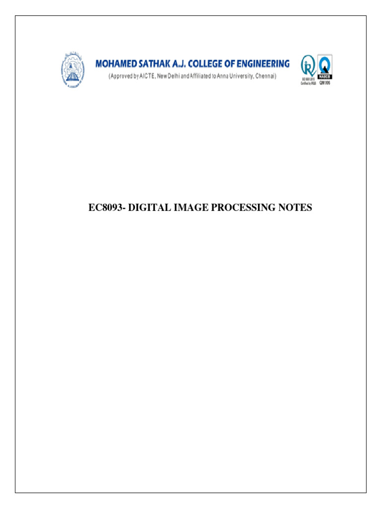 Ec8093 LN | PDF | Image Processing | Vision