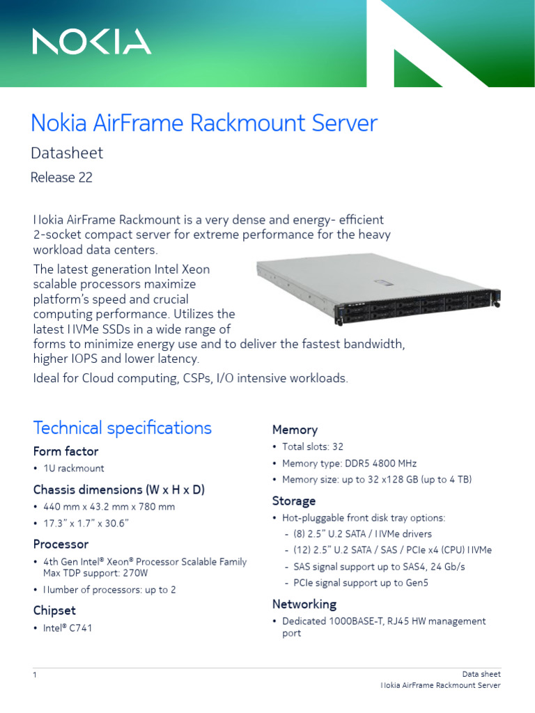 Nokia AirFrame Rackmount Datasheet Data Sheet EN | PDF | Computer ...