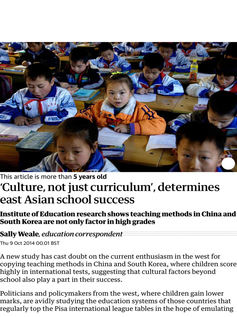 Culture, Not Just Curriculum', Determines East Asian School Success ...