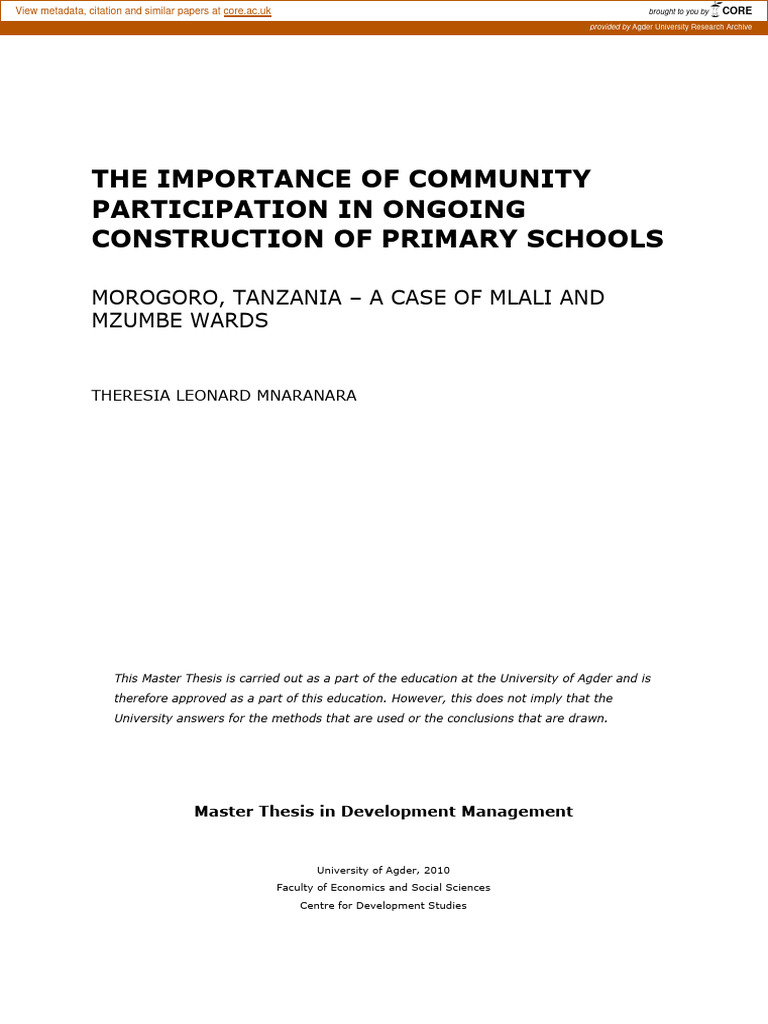 The Importance of Community Participation in Ongoing Construction of ...