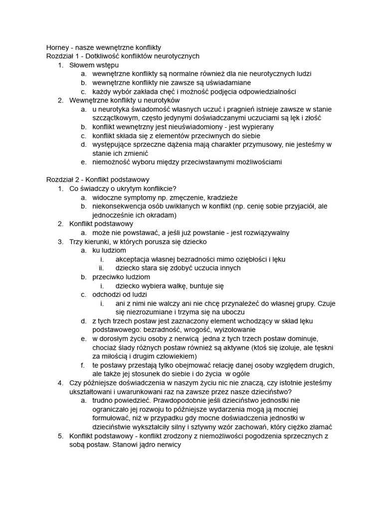 Horney - Nasze Wewnętrzne Konflikty | PDF