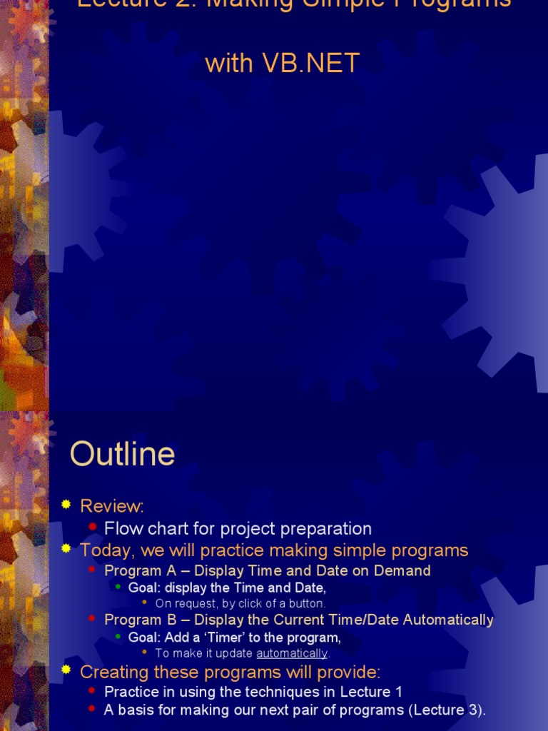 Lecture 2 Creating Simple Programs With Vb Net Falli 07 Pdf Visual Basic Net