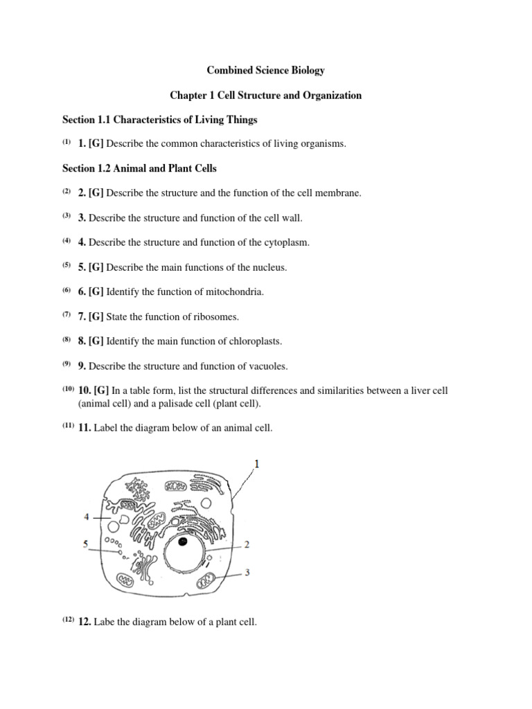 2324 Grade 9 Combined Science - Biology Course Question Document | PDF ...