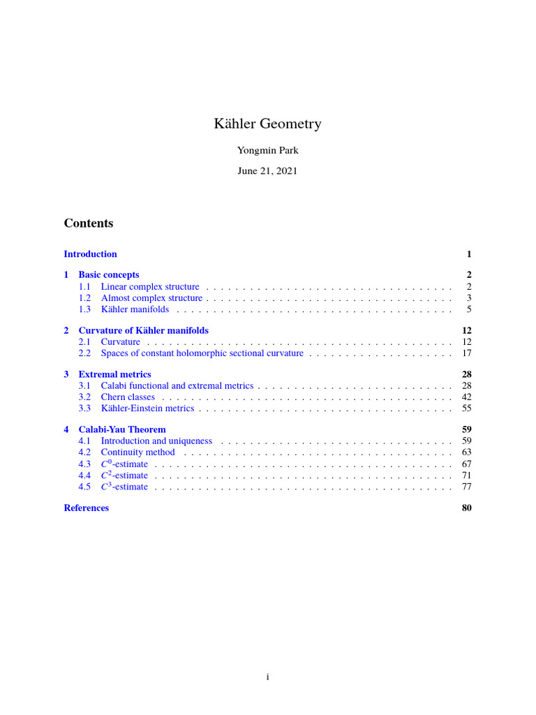Kahler Geometry 2020-2 | PDF | Geometric Topology | Space (Mathematics)