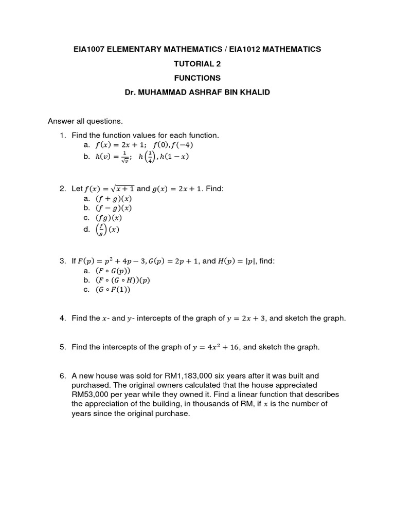 Grade 10 Mathematics Functions Tutorial | PDF | Mathematical Concepts ...