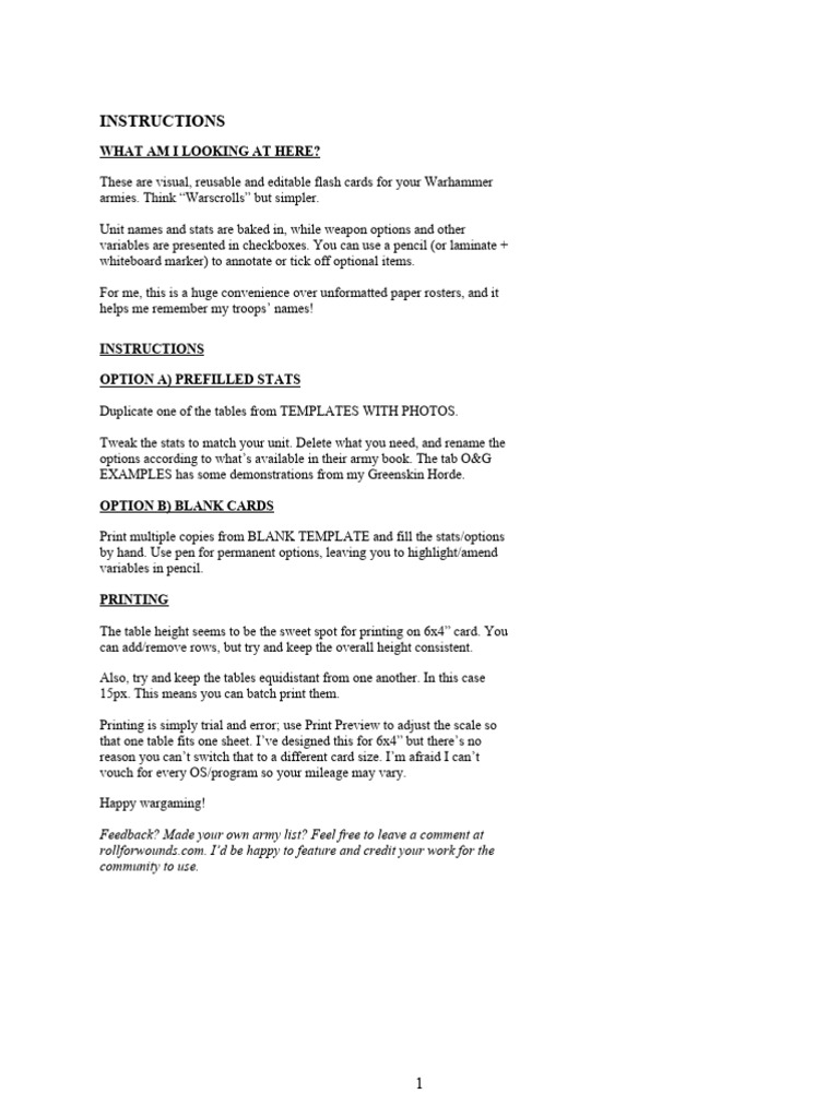 Fantasy Unit Cards Excel | PDF | Armour