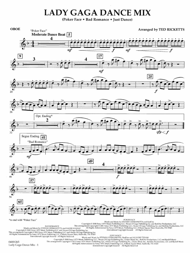 Lady Gaga Dance Mix-Arr T Ricketts (Guion y Partituras) (Arrastrado) | PDF