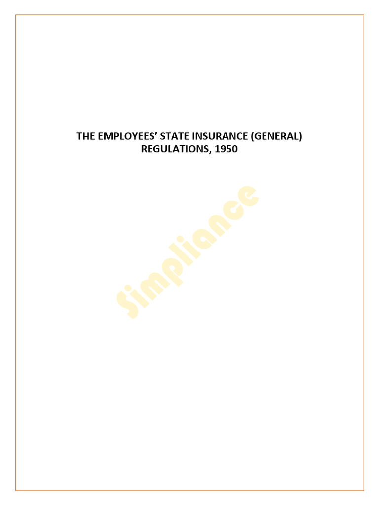 The Employees' State Insurance (General) Regulations, 1950 | PDF ...