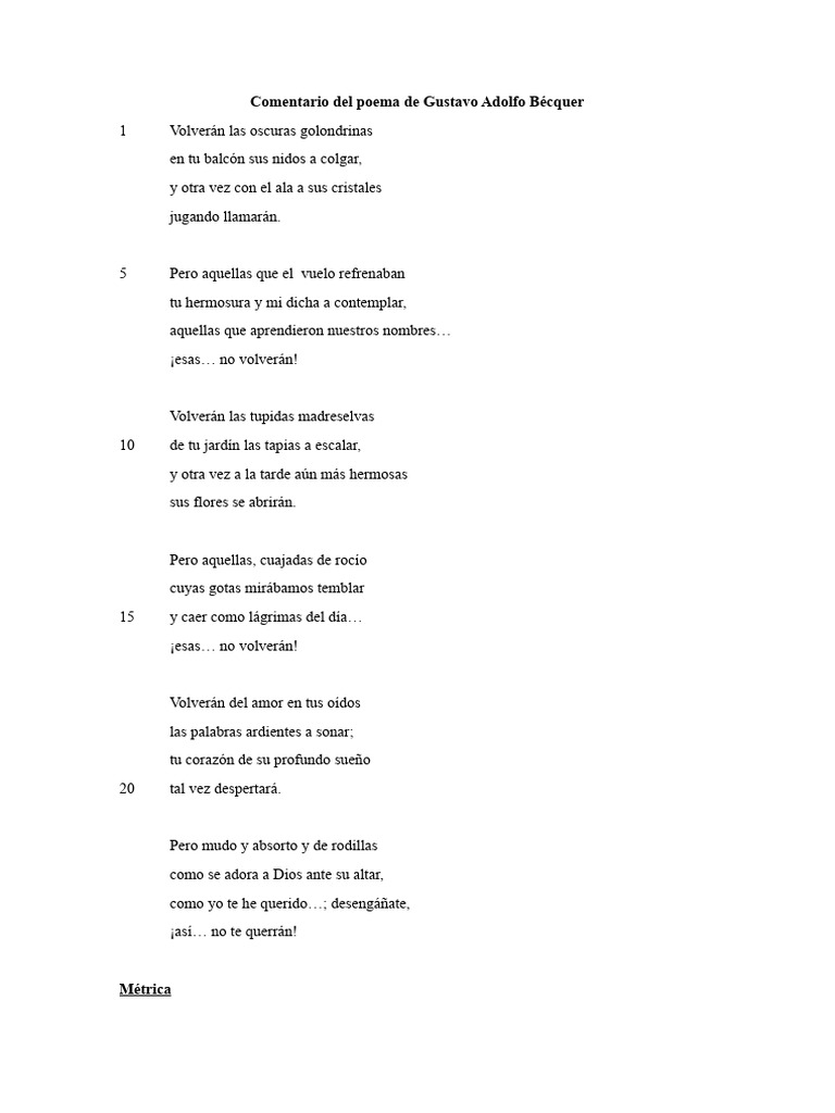 Comentario Poema Bécquer | PDF | Metro (poesía)