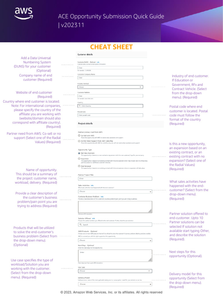 ACE Opportunity Submission Quick Guide_Nov 2023_English | PDF | Amazon Web Services | Software ...