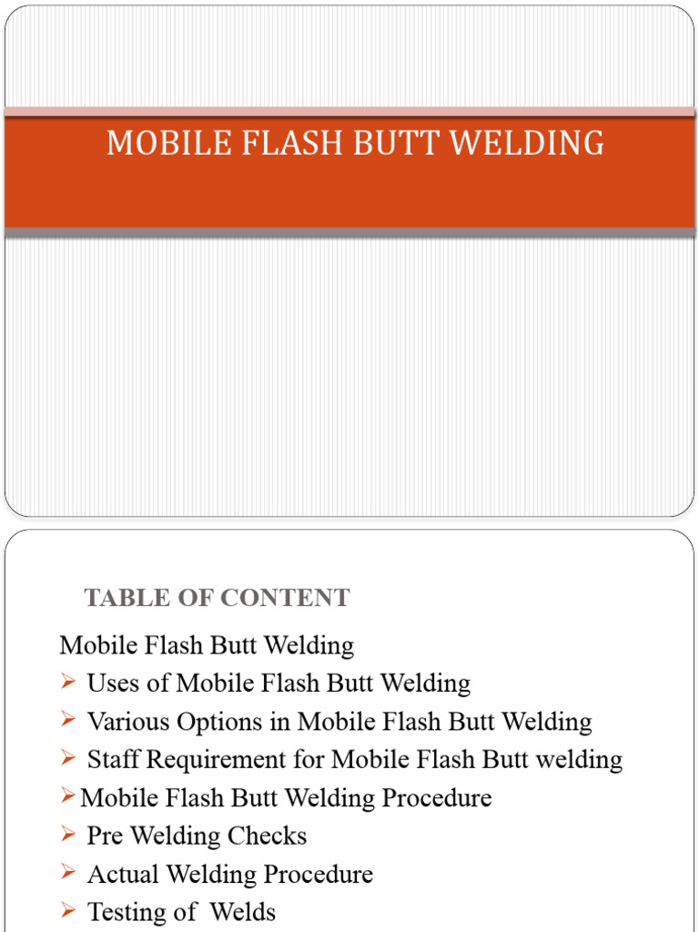 Mobile Flashbutt Welding presentation | PDF | Welding | Construction