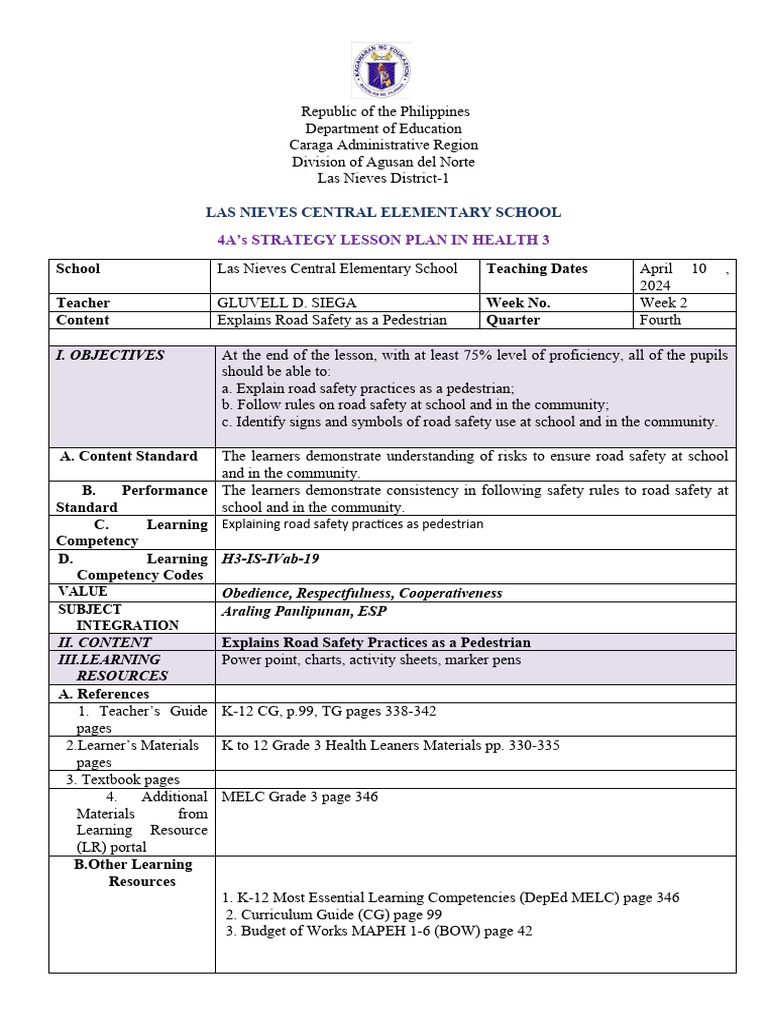 LP - Class Observation Health3 Q3W2 | PDF | Teachers | Learning