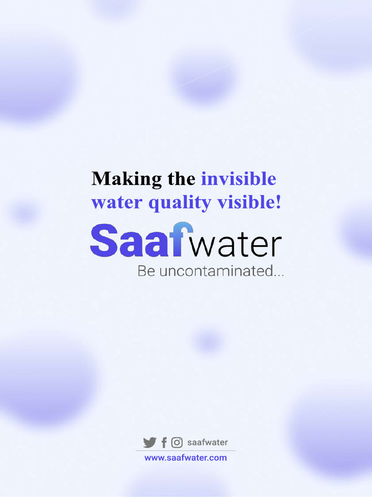 Saafwater Brochure | PDF | Water Purification | Water Quality