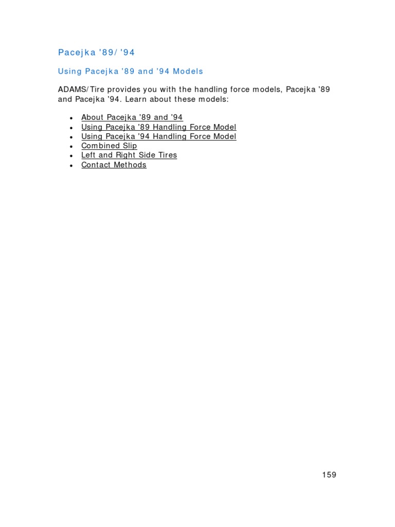 Using Pacejka '89 and '94 Models | PDF | Tire | Classical Mechanics