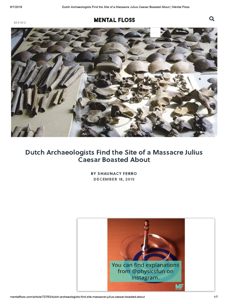 Dutch Archaeologists Find The Site of A Massacre Julius Caesar Boasted ...