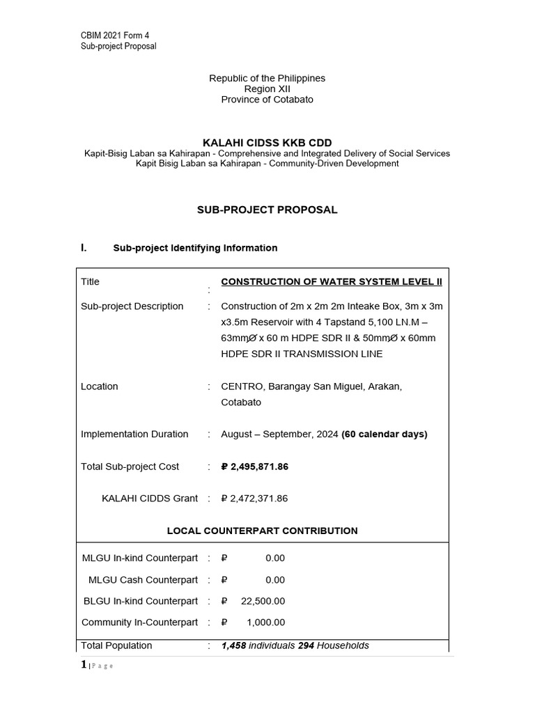 SAN MIGUEL_Sub-Project Proposal | PDF