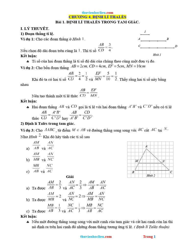Bai Tap Co Ban Toan 8 Chuong 4 DINH LI THALES | PDF