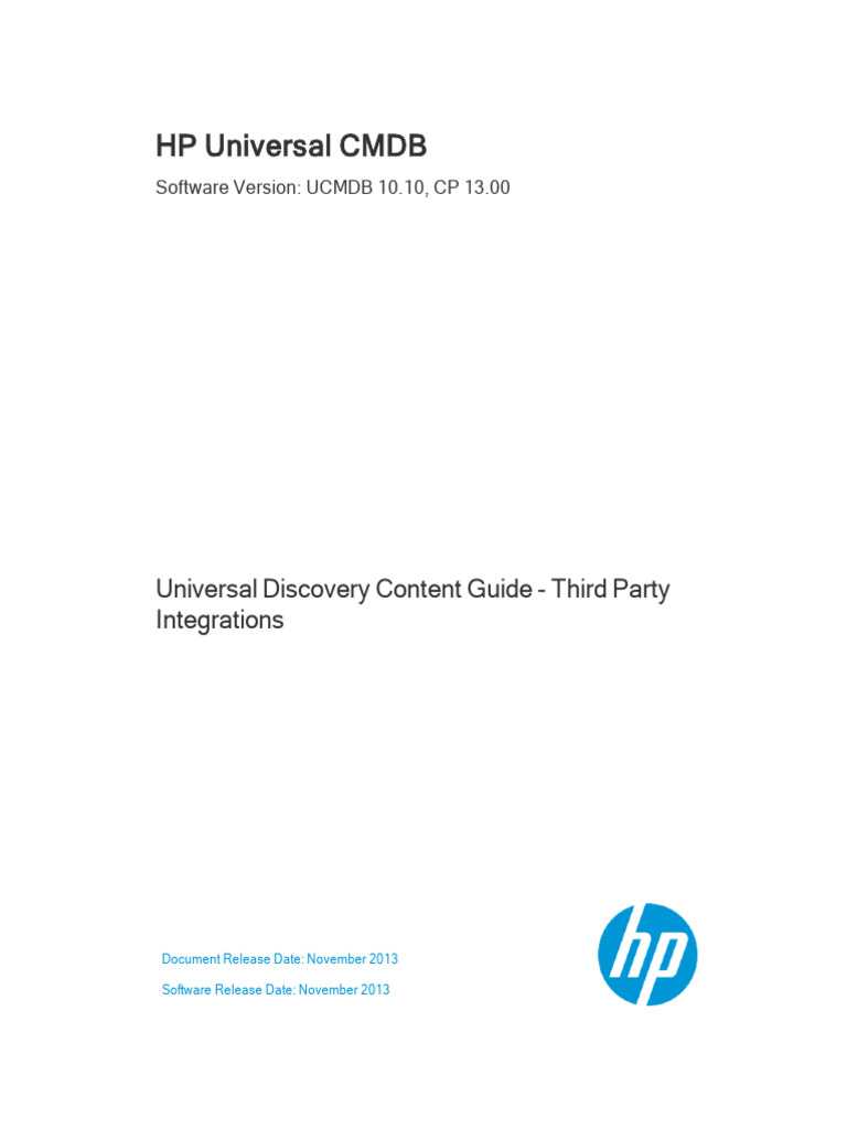 HP UCMDB DICG Third Party Integrations | PDF | Microsoft Sql Server | Sql