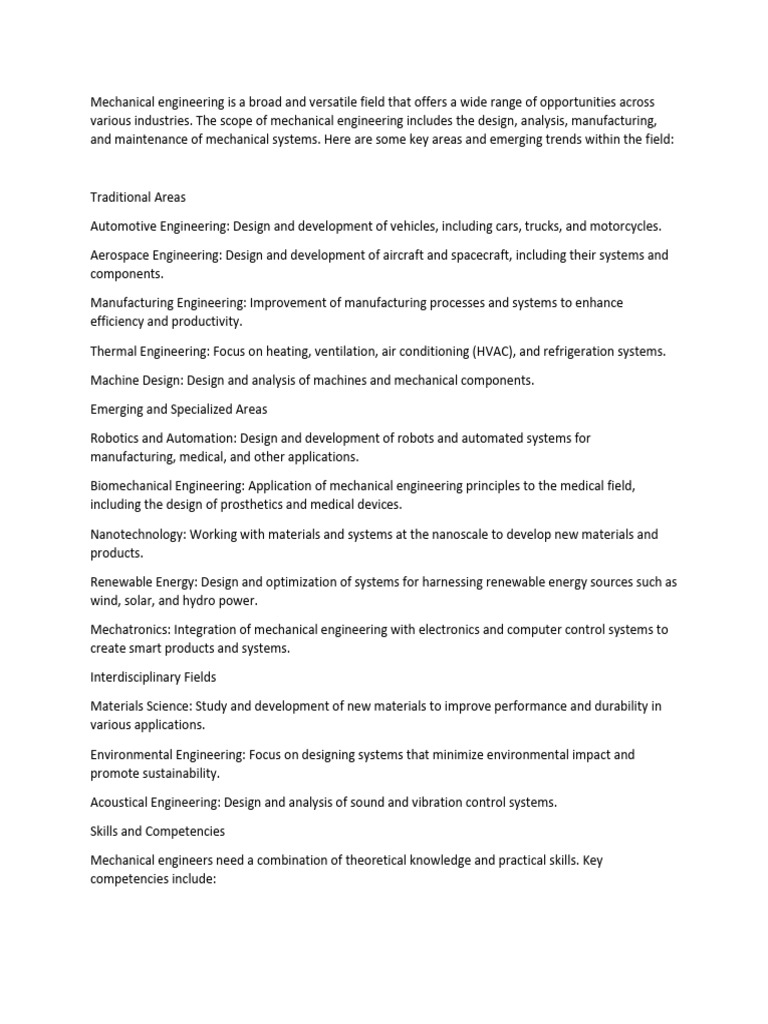 Mechanical Engineering Scope | Download Free PDF | Mechanical Engineering | Engineering
