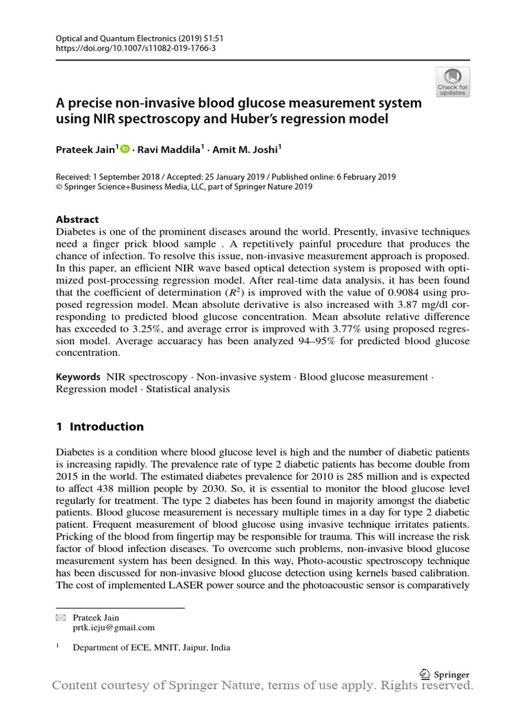 A_precise_non-invasive_blood_glucose_measurement_s | PDF | Absorption Spectroscopy | Infrared