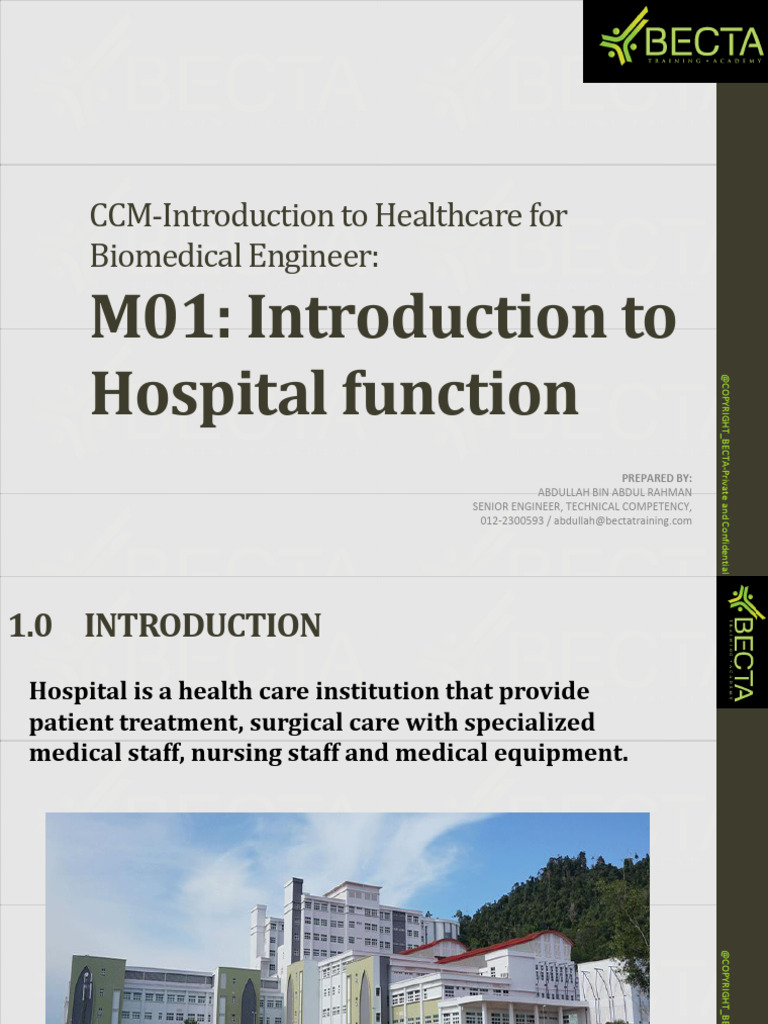 01 - Introduction To Hospital Function | PDF | Intensive Care Unit ...