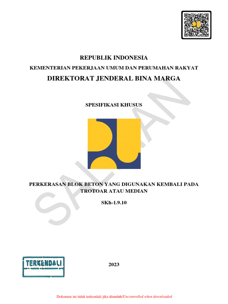 SKH-1..9.10 - Perkerasan Blok Beton Yg Dipake Kembali PD Trotoar Atau Median | PDF