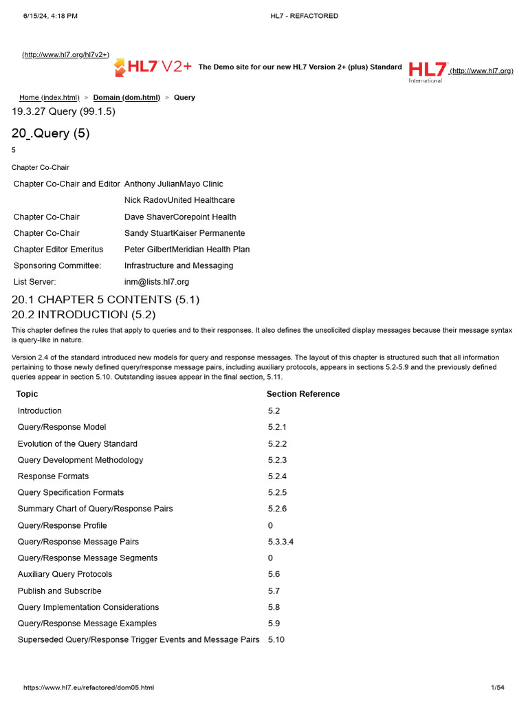HL7 - Query Evolution | PDF | Databases | Parameter (Computer Programming)