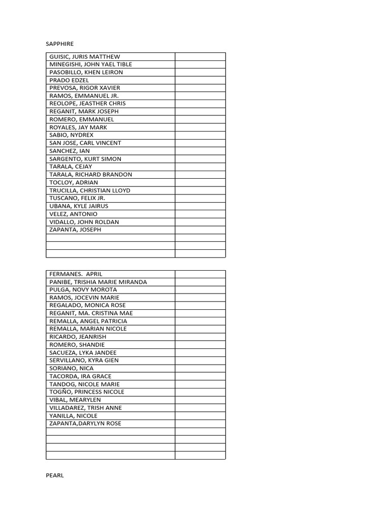 List of Individuals by SAPPHIRE and AMETHYST | PDF | Sports & Recreation | Travel